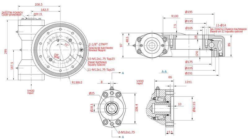 SLEWING DRIVE SERIES WE HP WEA7-47-25H-R ROSI TEH